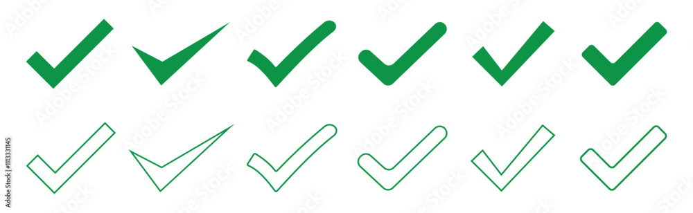 Green check mark icon set. Check mark vector icon. Checkmark ...