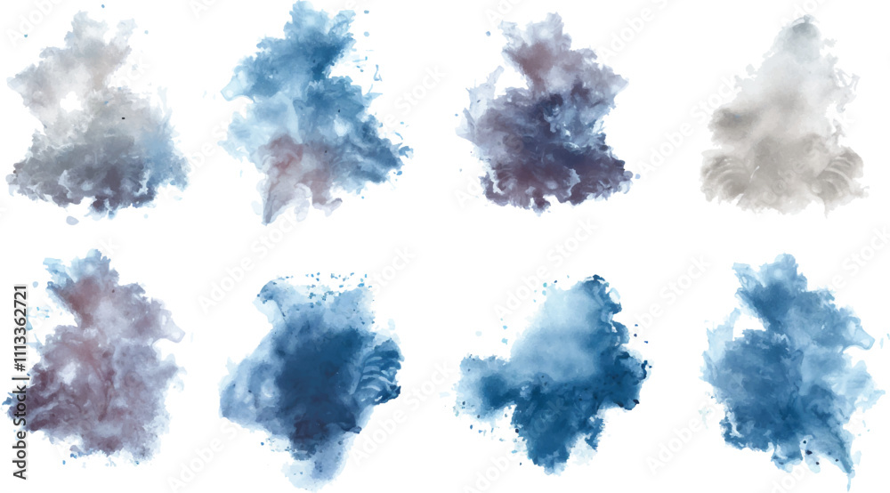 Set of watercolor circles brash multicolored. Brash stroke black color ...