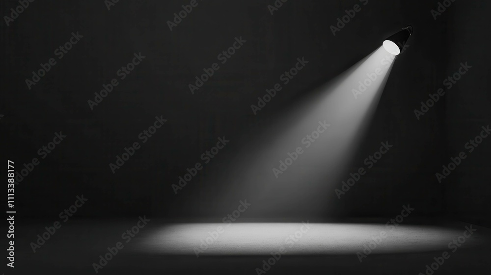 A simple, minimalist cartoon depicts a spotlight shining on an empty ...