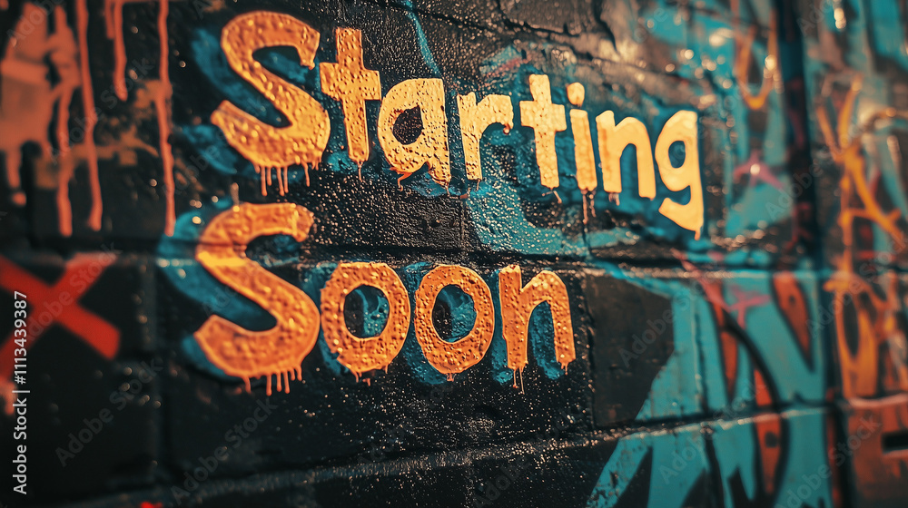 Colorful Graffiti Wall Art Starting Soon Text, Streaming Screen Scene ...