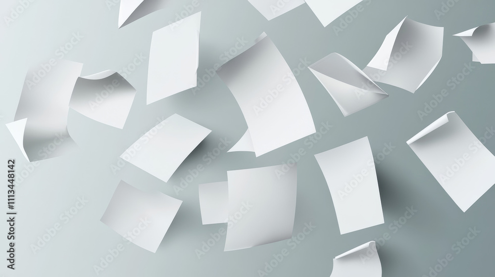 Flying paper sheet in different angles of view. Realistic 3d vector ...