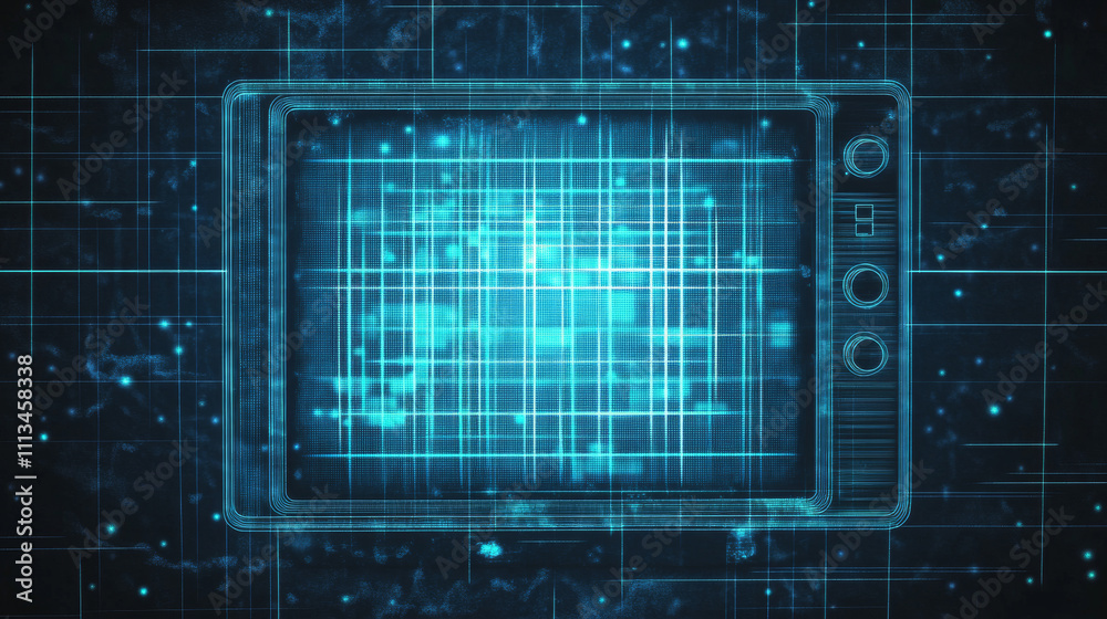 Vhs tv screen texture with blue and white lines and pixels on black ...