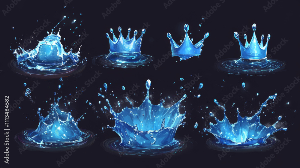 Stock-Illustration „Water splash vfx animation sprite sheet. Stages of ...
