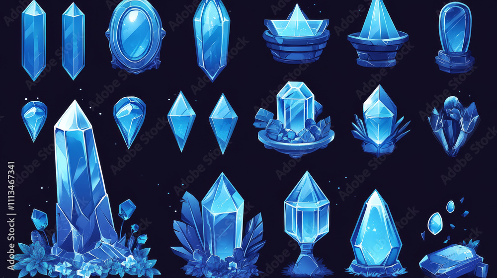 User profile ui elements for game with avatar, bars and icons in round ...