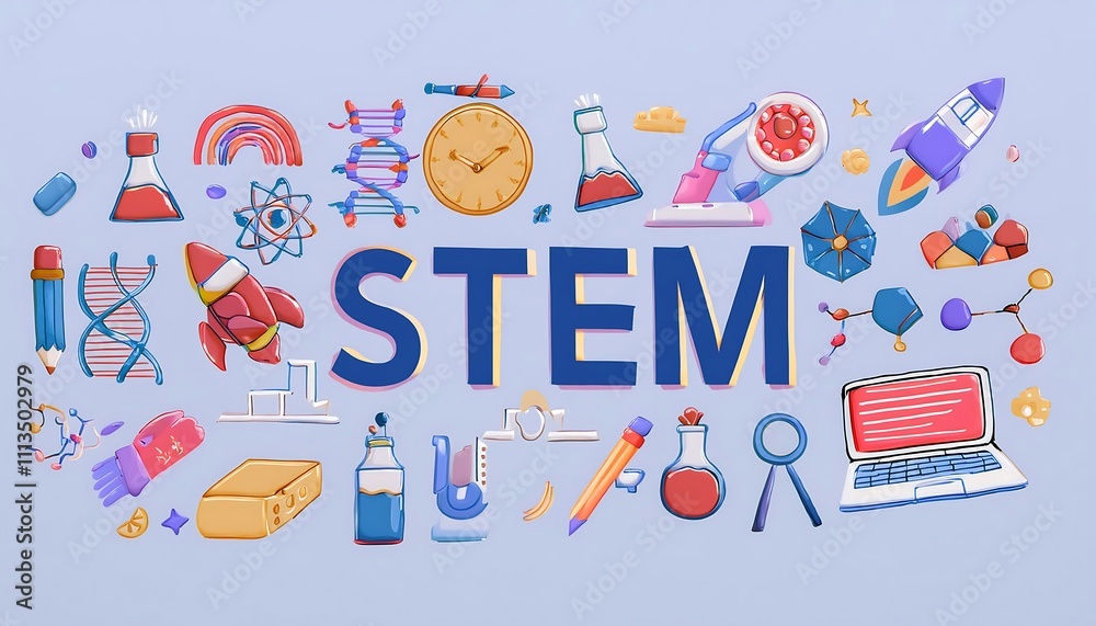 STEM. Science, technology, engineering, mathematics banner. background. for projects and social ...