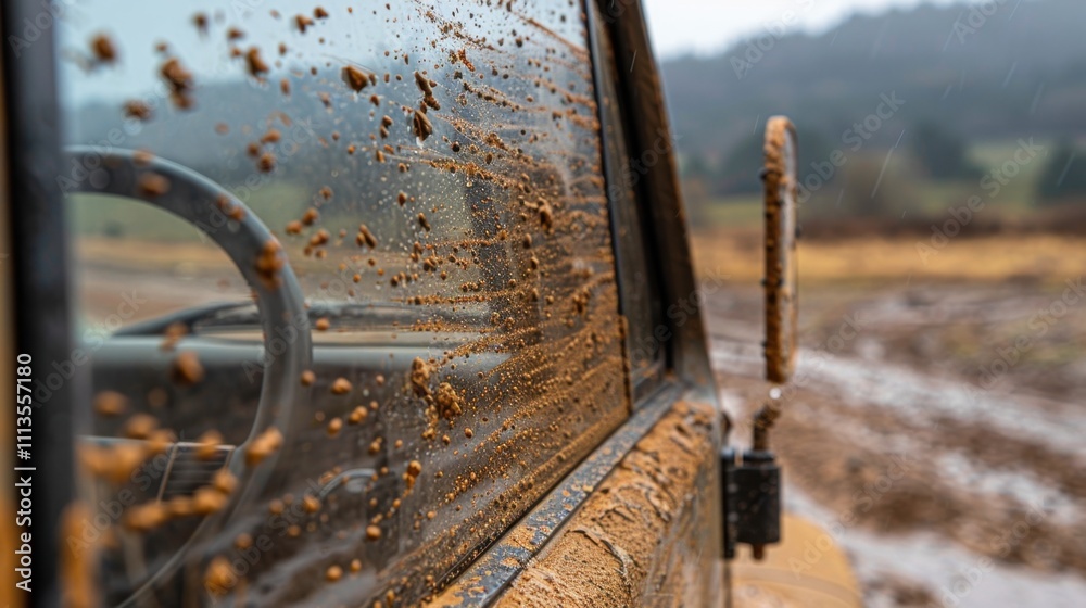 Dirt-Covered Windshield: Mud streaks, bug splatters, and rain marks ...