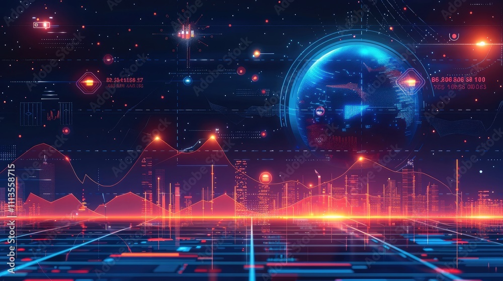 Minimalist border style blue digital background with data science and ...