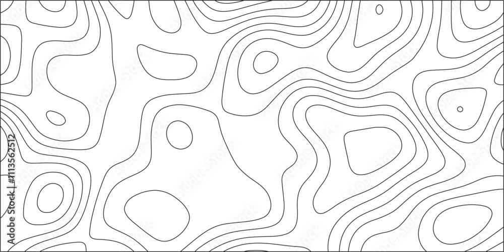 Ocean topographic line map with curvy wave isolines vector illustration ...