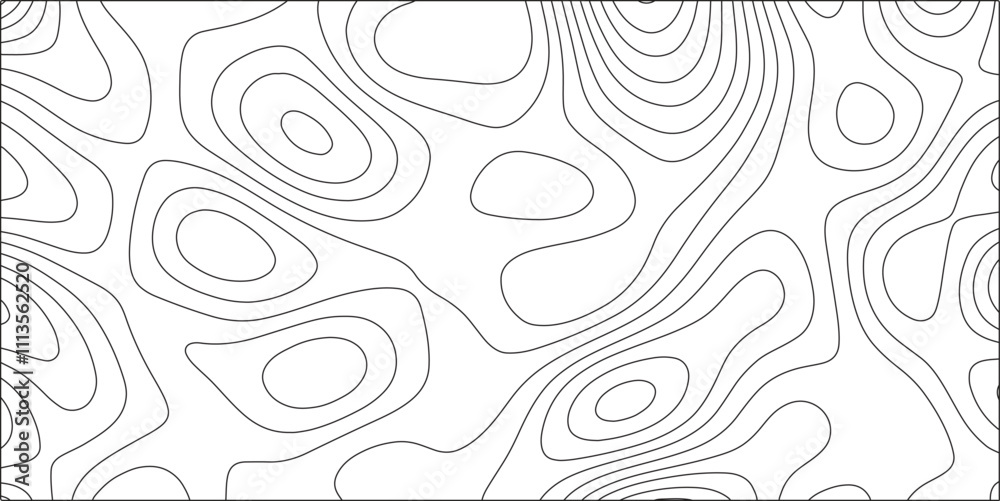 Ocean topographic line map with curvy wave isolines vector illustration ...
