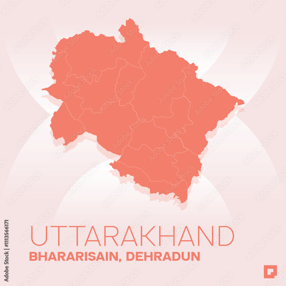 Uttarakhand vector map, Vector map of Uttarakhand, editable eps, AI ...