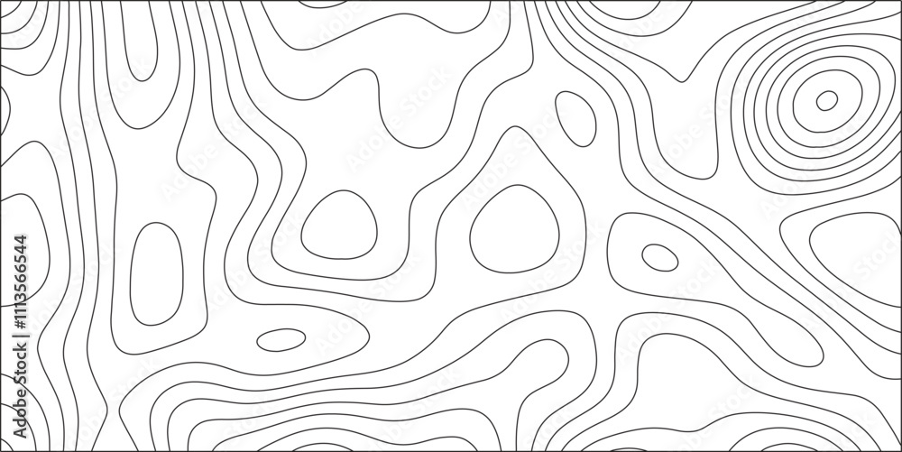 Ocean topographic line map with curvy wave isolines vector illustration ...