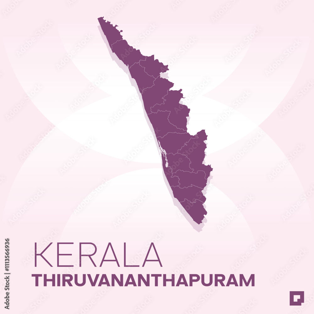 Kerala vector map, Vector map of Kerala, editable eps, AI files, Vector ...