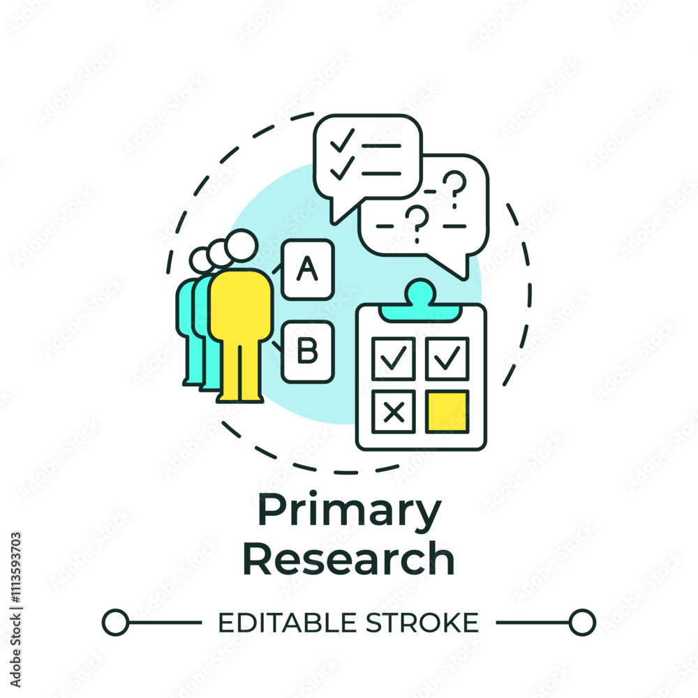 Primary research multi color concept icon. Interview questionnaire ...