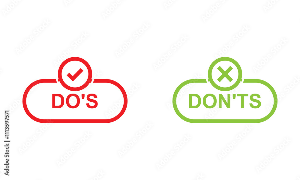 do's and don'ts icon. to do and not to do symbol for guidelines and rules list. isolated on ...