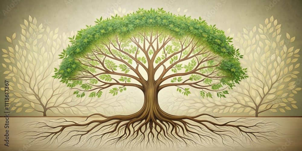 of a genealogy tree with roots, family tree, ancestry, lineage ...