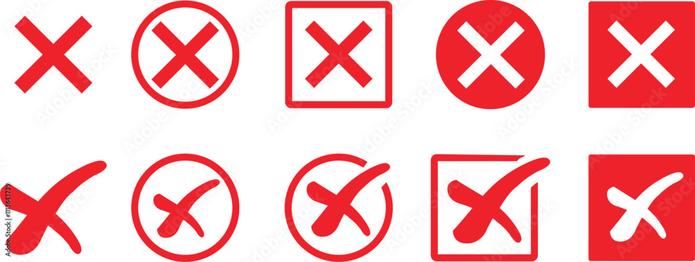 check mark symbolizing a negative response icon set. Concept of ...