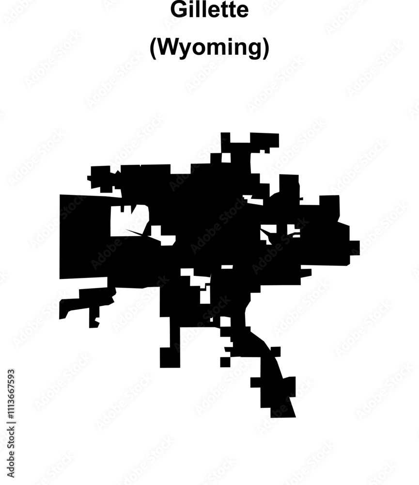 Gillette (Wyoming) blank outline map Stock Vector | Adobe Stock