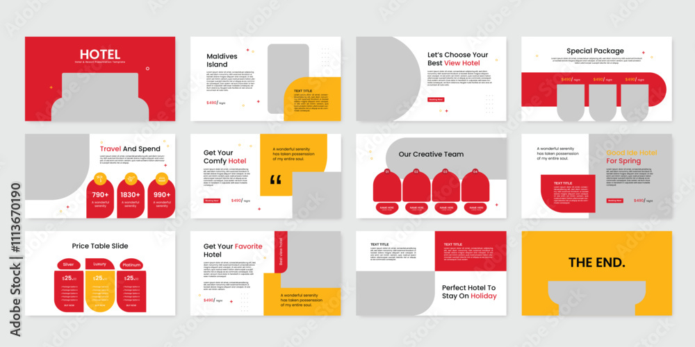 hotel & resorts presentation design template, travel and resorts ...