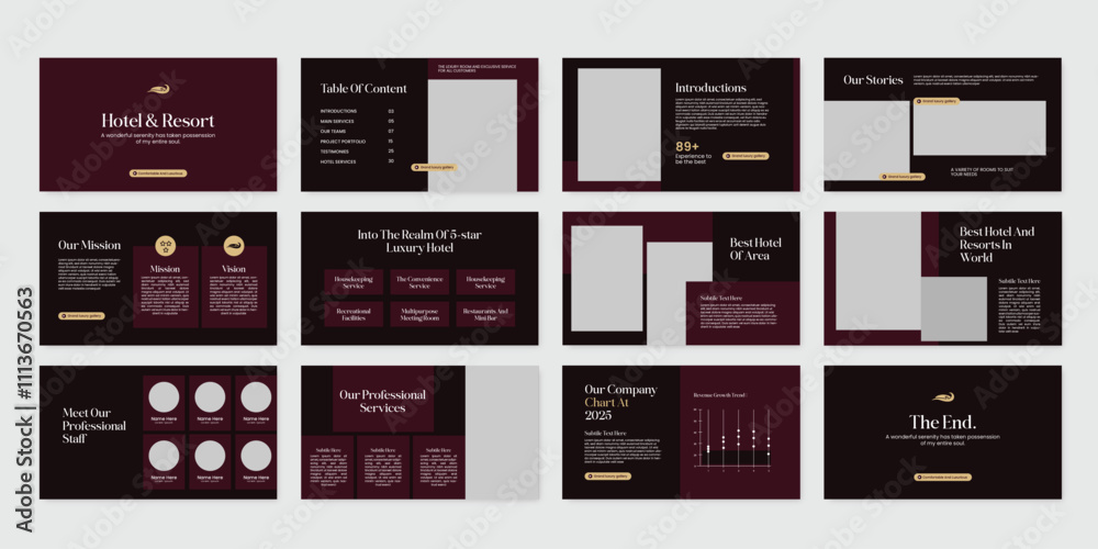 hotel & resorts presentation design template, resorts powerpoint slides ...