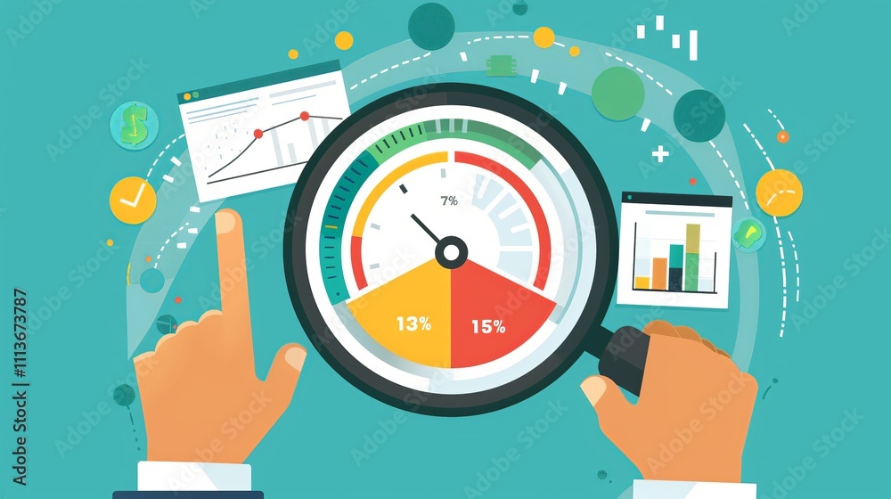 Risk Management Concept with Businessman Holding Magnifying Glass to ...