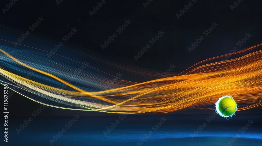 A bright streak of light arcs through the frame, tracing the motion of ...