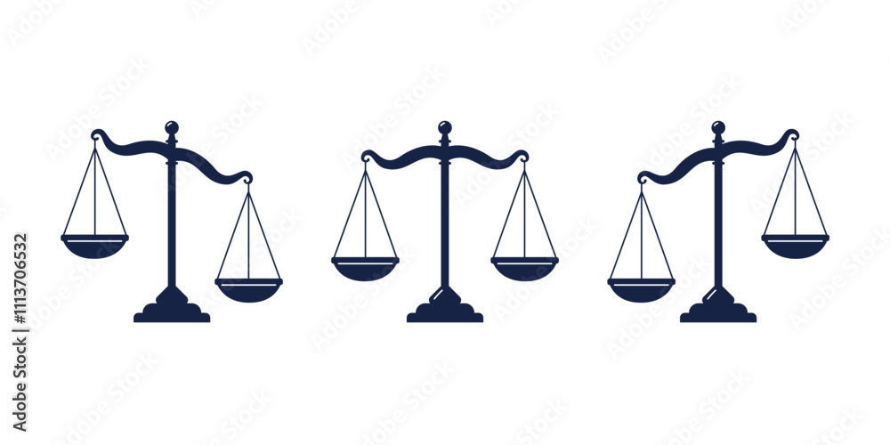 Balance scales or libra with saucers. Measuring instrument. Flat vector ...