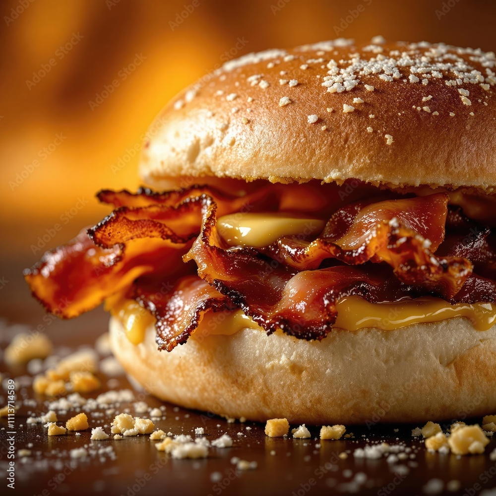 Classic Bacon Butty Bap, Food Menu Restaurant Café Photography Stock ...