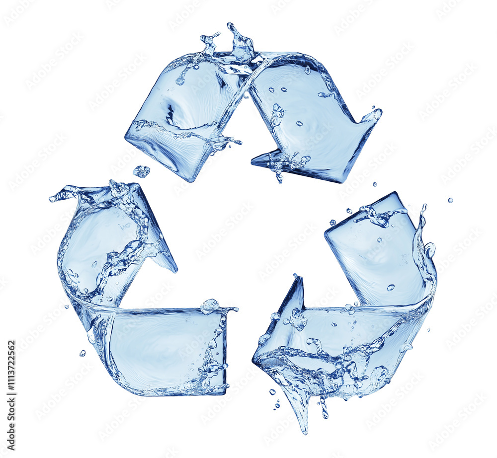 water recycling symbol cutout on white transparent background, eco ...