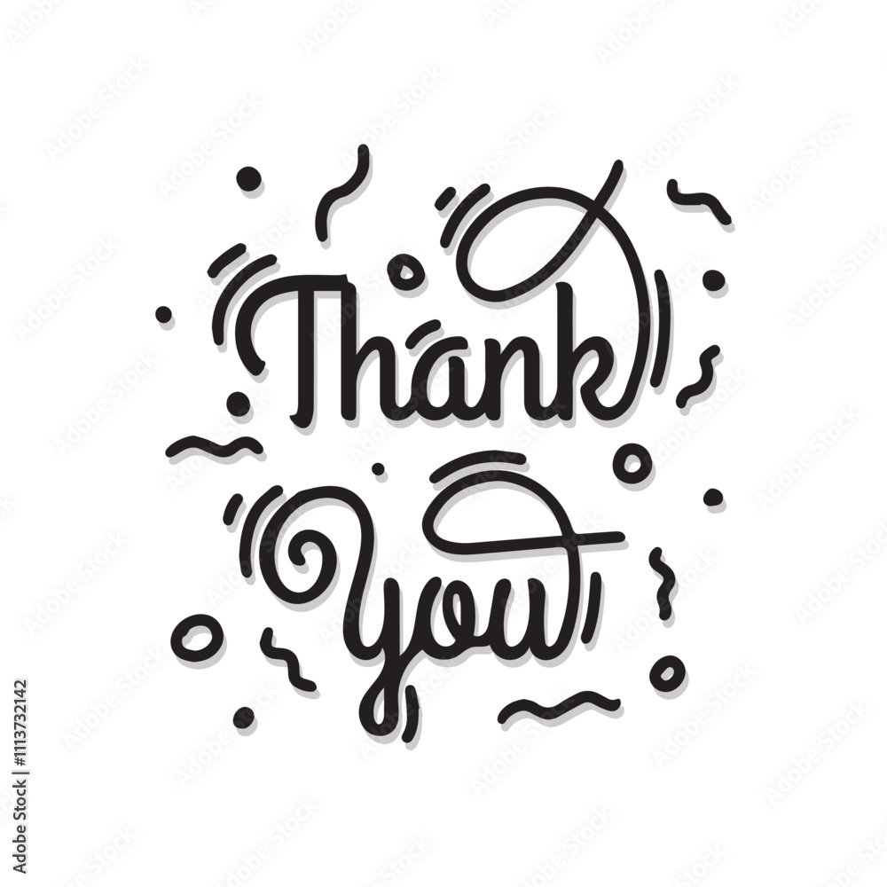 Thank you day. Handwritten lettering thank you. Doodle style. Vector ...
