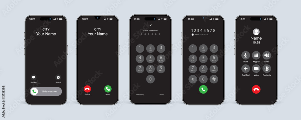 Incoming Call, Slide to Answer, and Unlock Screen. Smartphone Calling ...