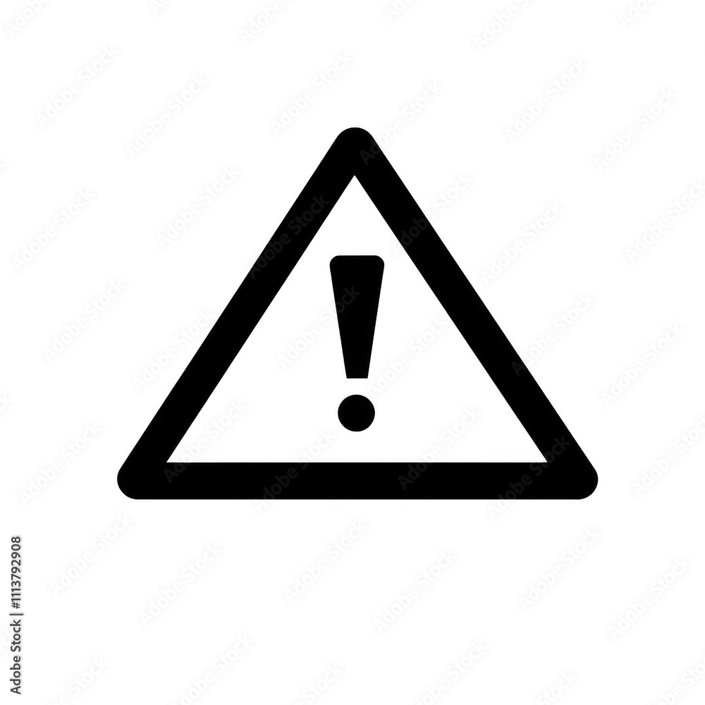 Black icon of Warning icon png Minimalist flat icon, vector logo style ...