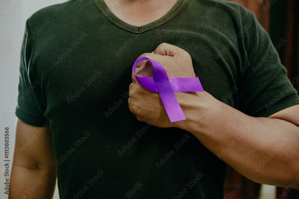 Purple ribbon for cancer day, lupus, Pancreatic, Esophageal, Testicular ...