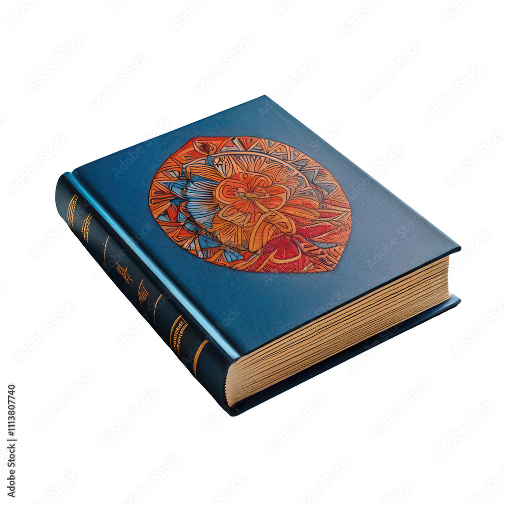 Artistic book cover design with transparent background for showcase ...