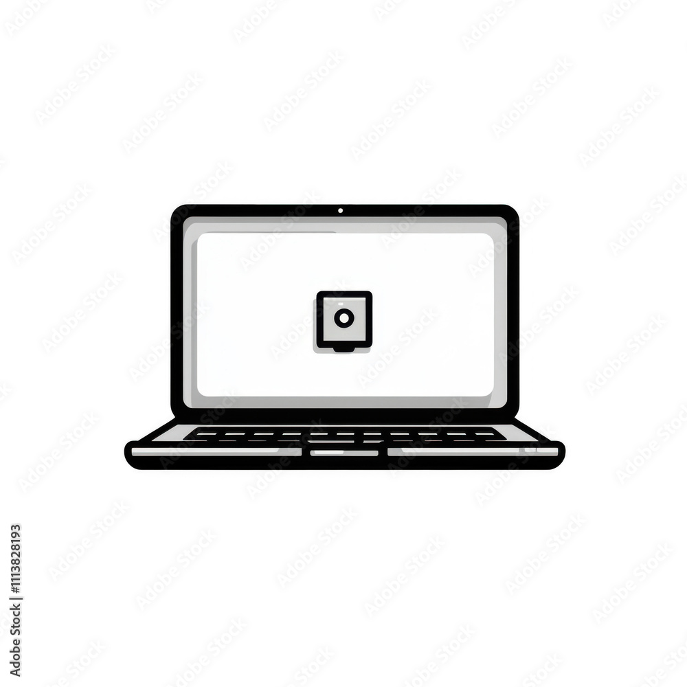 Black Laptop icon png Minimalist flat icon, vector logo style sign ...