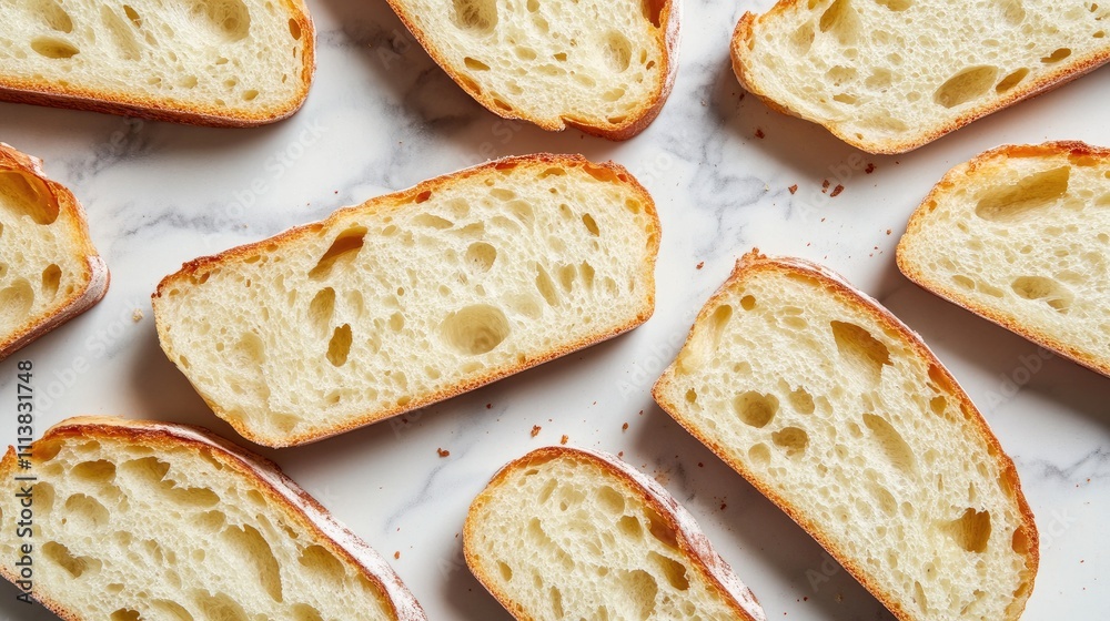 Thick slices of bread with a soft, fluffy center and golden crust ...