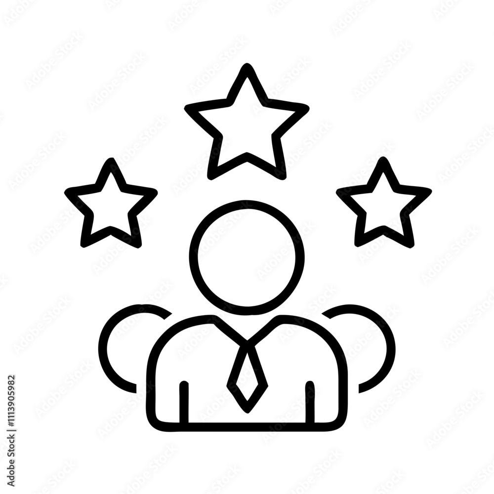 Business and marketing icon depicting a person with stars representing ...