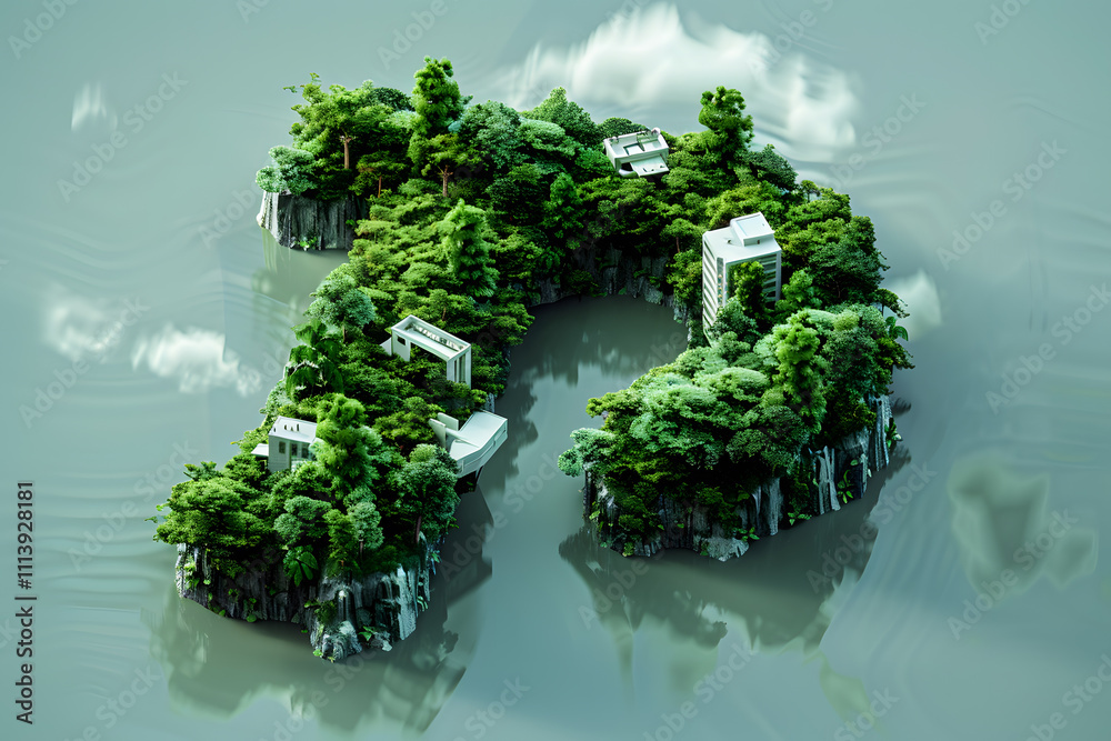 Eco friendly island shaped as a question mark. Stock Illustration ...