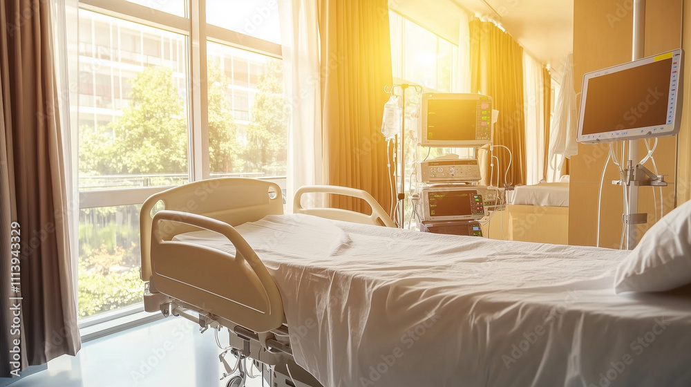 Modern hospital delivery room setup with medical staff attending to a ...