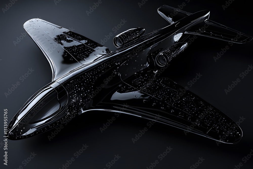 Sleek Obsidian Jet: A captivating image of a futuristic, obsidian-black ...