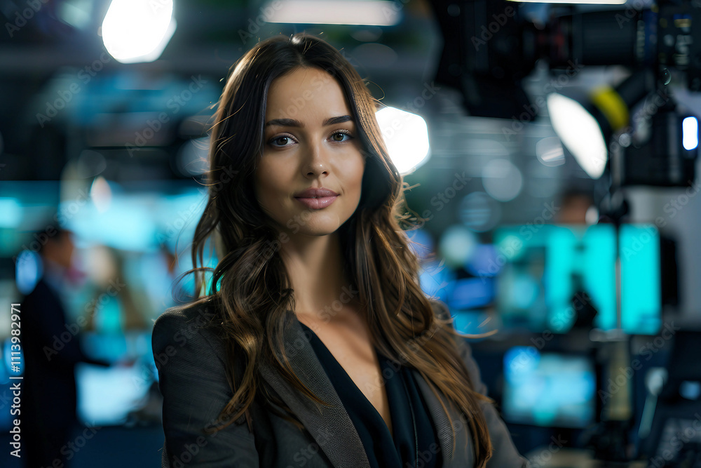 Generative AI professional male female Television Reporter in broadcast ...