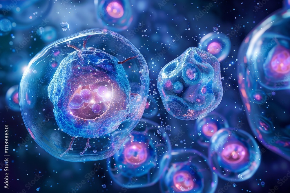 Microscopic view of cellular life within the human body, showcasing ...