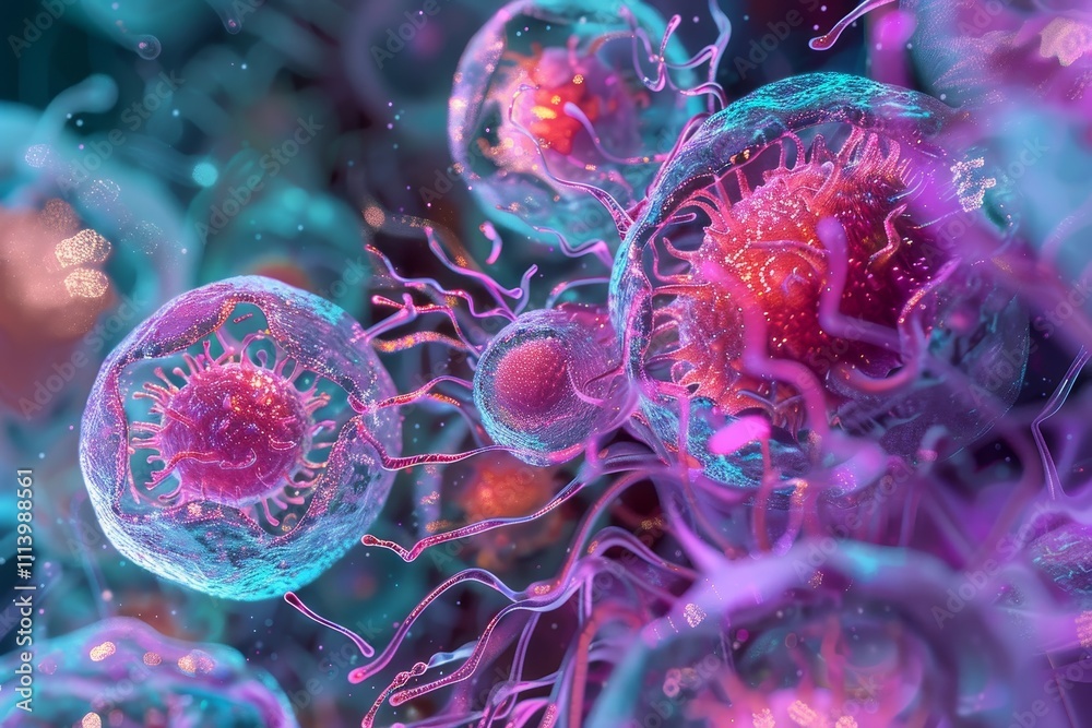 Microscopic view of cellular life within the human body, showcasing ...