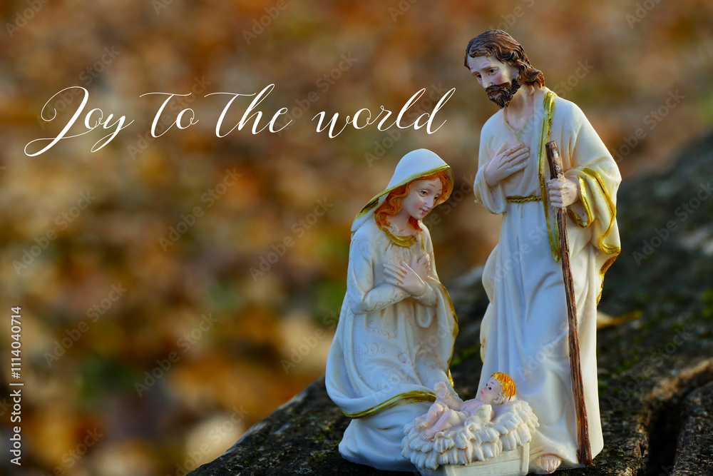 Joy to the world - Christmas nativity scene mary, Joseph and baby Jesus ...