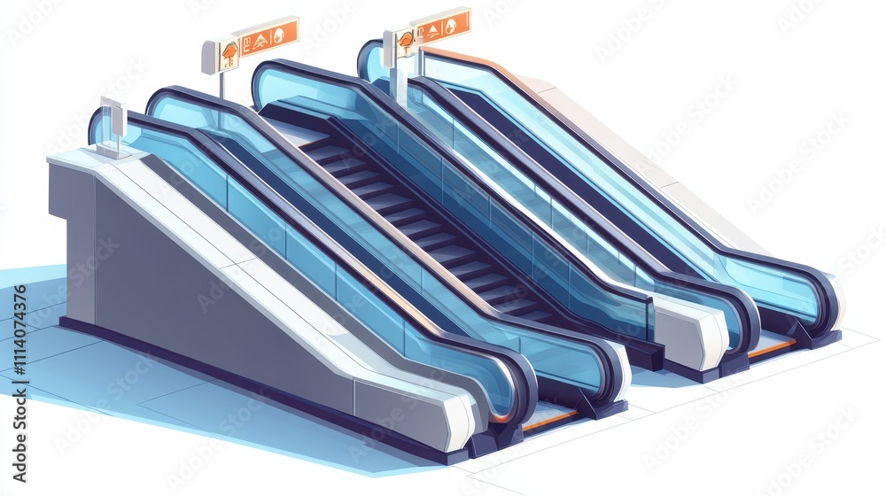 A moving escalator functions as a vertical escalator. A realistic ...