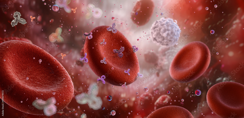 Rhesus Rh positive, negative factor. Red blood cells, blood typing for ...