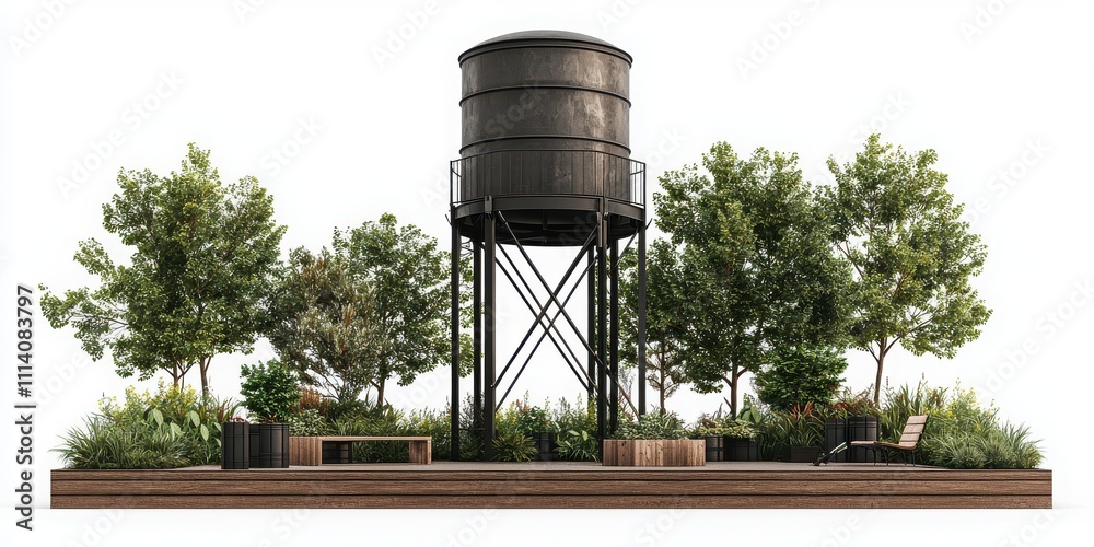 Vintage air filtration tower enhancing urban sustainability urban park ...