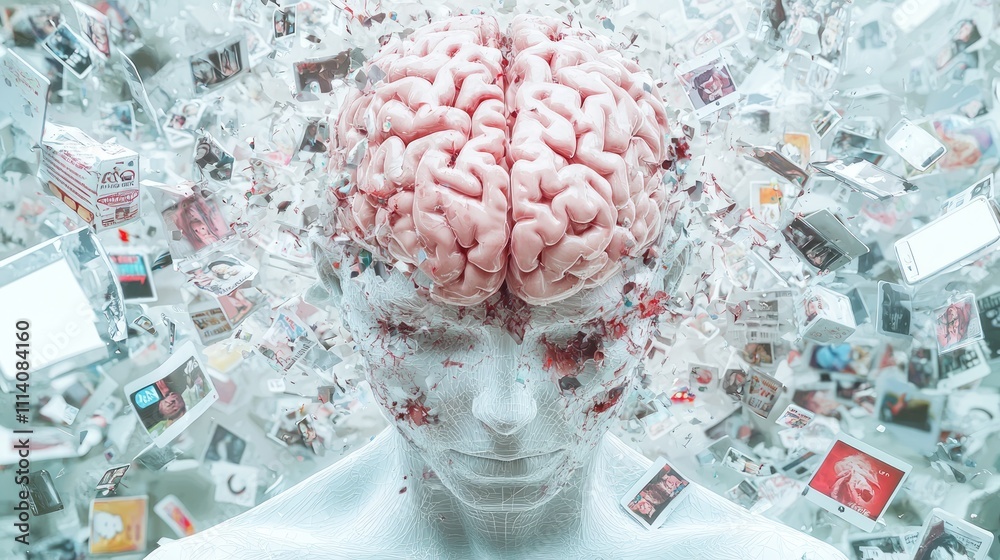 Digital Overload - Chaotic Photorealistic Brain Rot Concept Art of ...