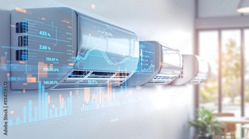 Modern Display Showing Data Analysis for HVAC Efficiency Monitoring and ...