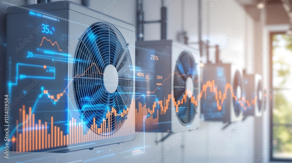 Modern Display Showing Data Analysis for HVAC Efficiency Monitoring and ...
