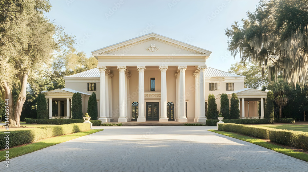 Classic Greek Revival with Grand Columns and Portico, Historic Savannah ...